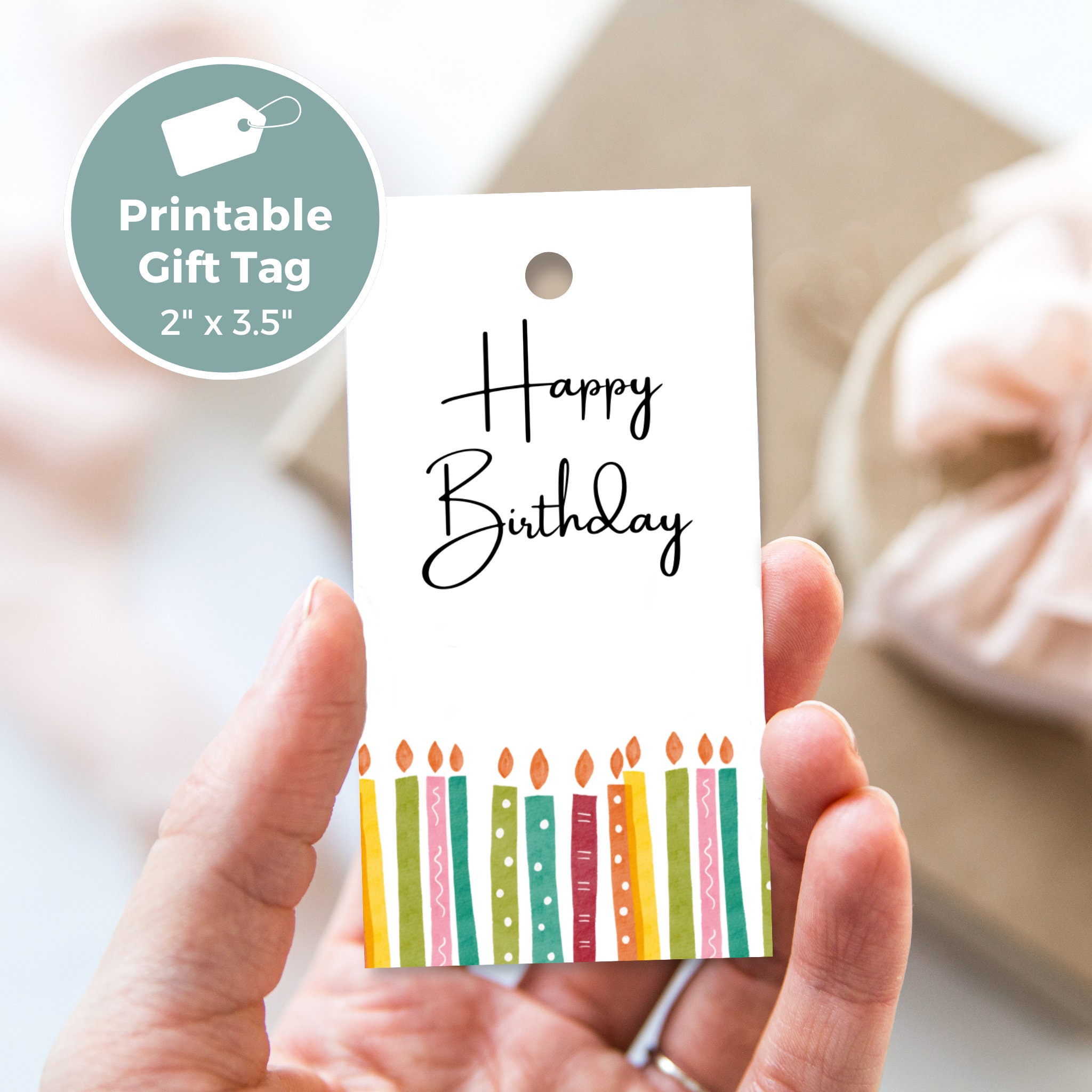 Printable Birthday Gift Tag Instant Download, Favour Tag Candles, Happy ...
