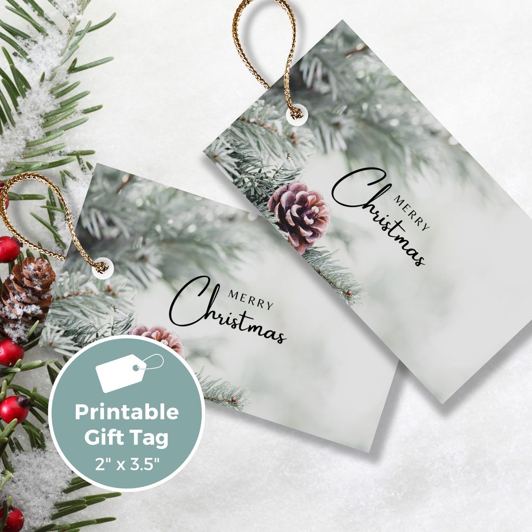 Printable Christmas Gift Tag Winter Scene, Festive Christmas Favour Tag ...