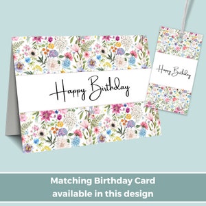 Printable Birthday Gift Tag With Floral Design, Print at Home, Instant ...