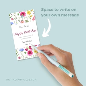 Printable Birthday Gift Tag, Pink Floral Gift Tag, Print at Home ...
