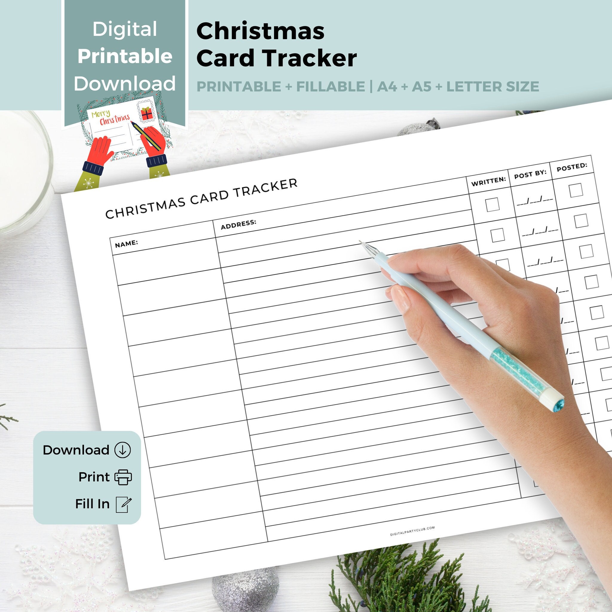 Christmas Card Tracker, Printable Christmas Card Planner, Christmas ...