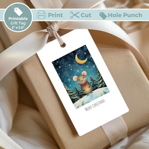 Printable 2x3.5 Christmas Gift Tags, Cute Mouse Holiday Tags, DIY ...