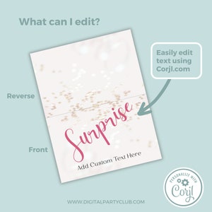 Editable Surprise Pink Food Buffet Label Tent Card Food Place Cards ...