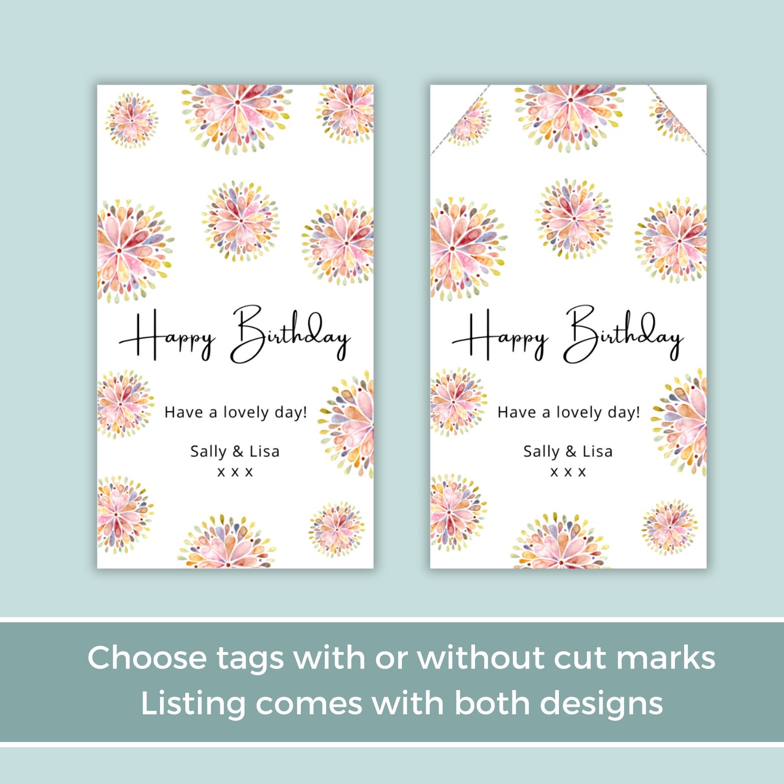 Personalised Birthday Gift Tags With Flowers, Editable Happy Floral ...