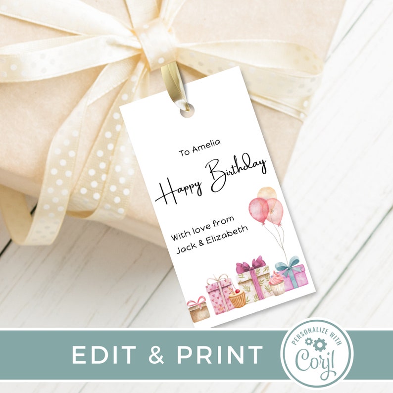 Happy Birthday Gift Tag Editable With Presents, Happy Birthday Gift Tag ...