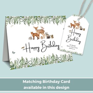 Personalised Birthday Gift Tag Woodland Animal, Birthday Party Favour ...