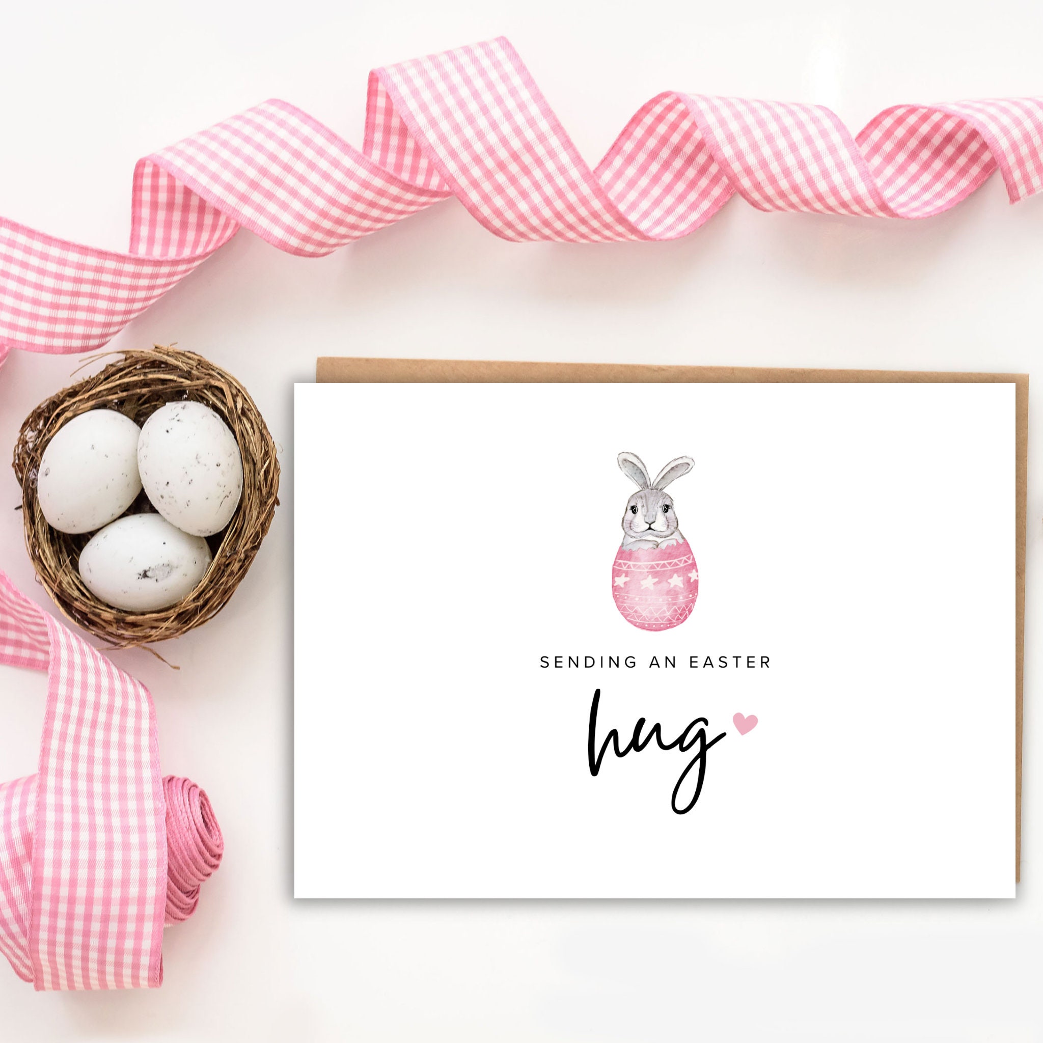 Easter Bunny Card Printable, DIY Easter Greeting Card, Holiday Card DIY ...