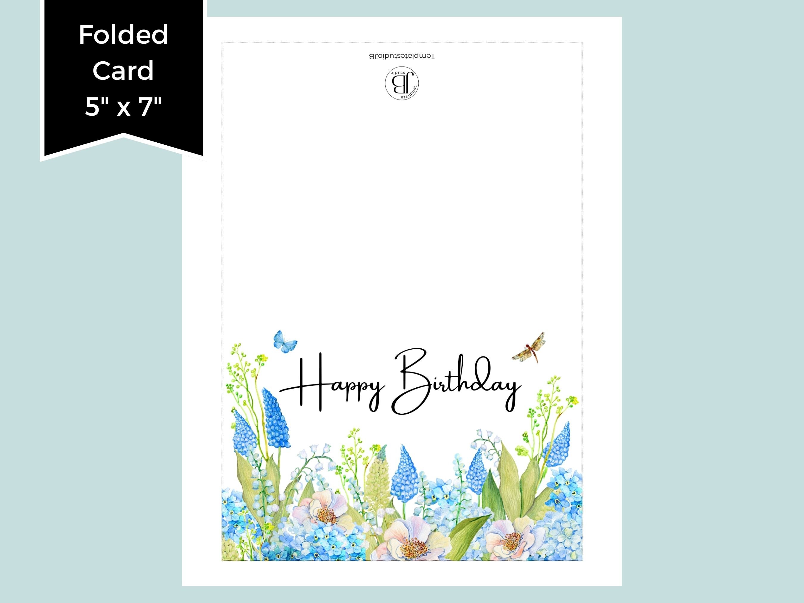 Printable Birthday Card With Spring Flowers Happy Birthday - Etsy UK