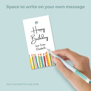 Printable Birthday Gift Tag Instant Download, Favour Tag Candles, Happy ...