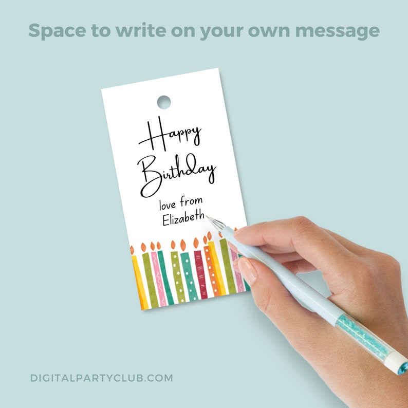 Printable Birthday Gift Tag Instant Download, Favour Tag Candles, Happy ...