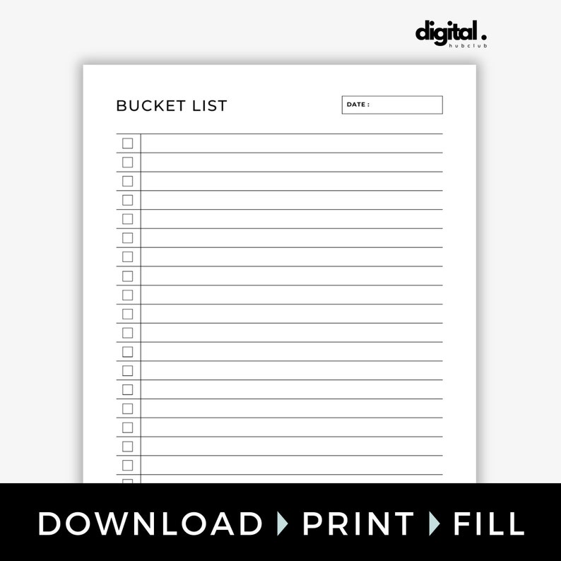 Bucket List Printable Life Goals Planner Printable and - Etsy