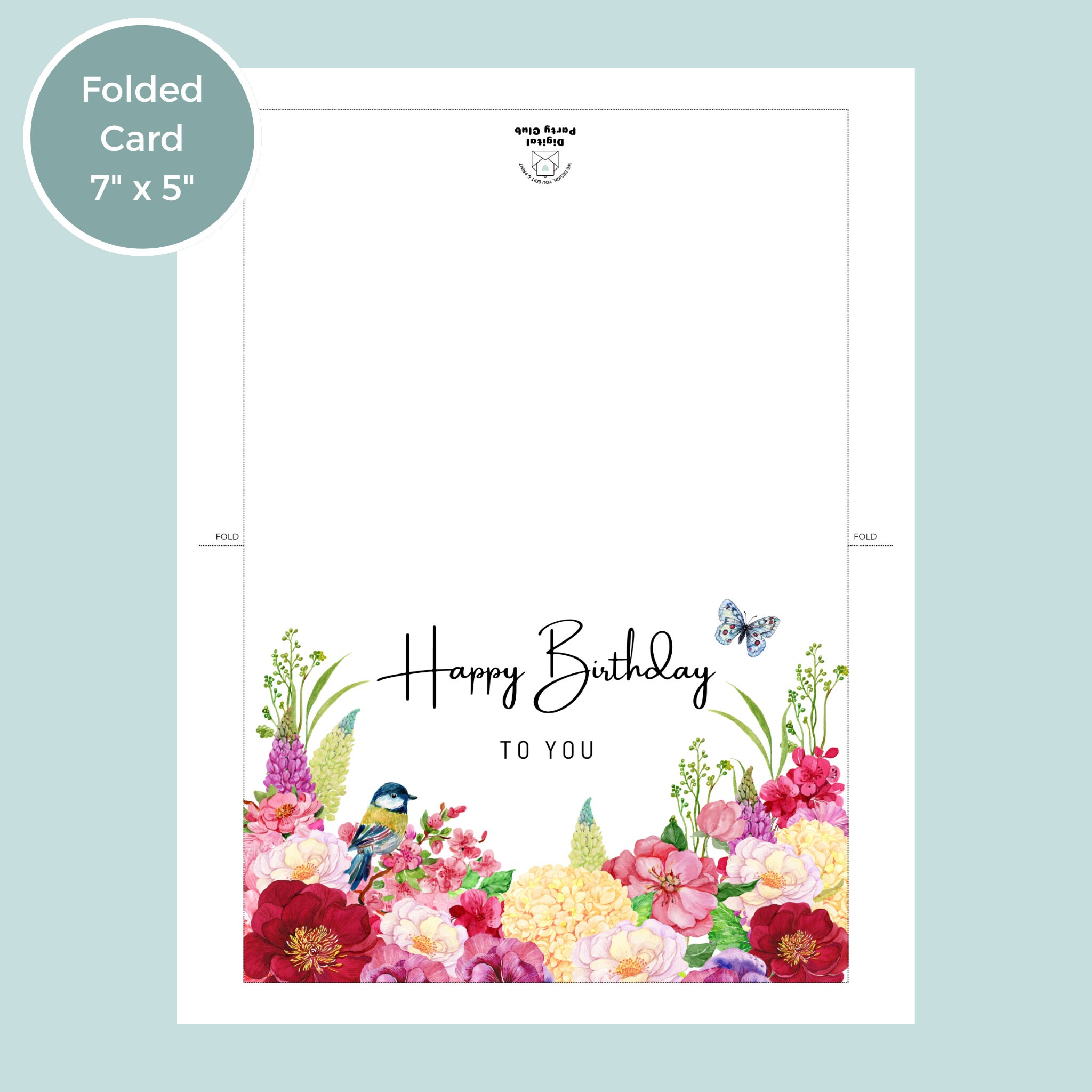 Printable Birthday Card With Flowers, Happy Birthday Card Printable ...