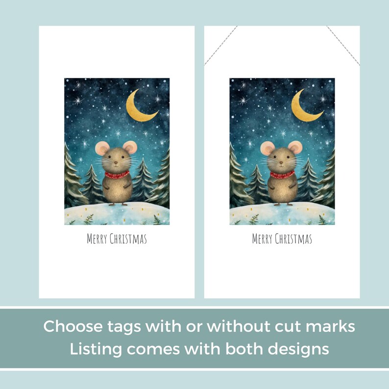 Printable 2x3.5 Christmas Gift Tags, Cute Mouse Holiday Tags, DIY ...