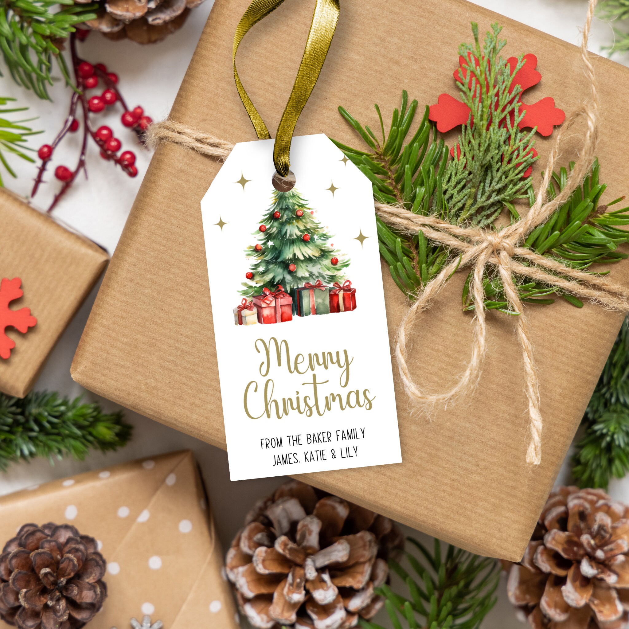 Editable Christmas Tag Holiday Gift Tags Merry Christmas Tree Tag ...