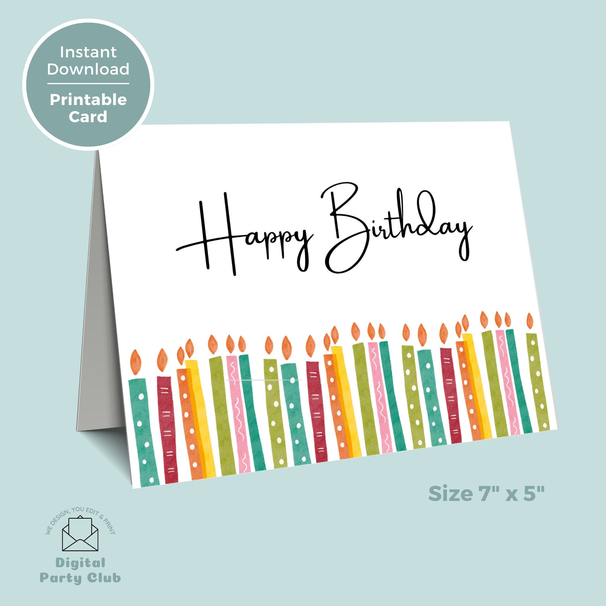 Birthday Card Set, Birthday Card Bundle, Set of 4 Printable Birthday ...