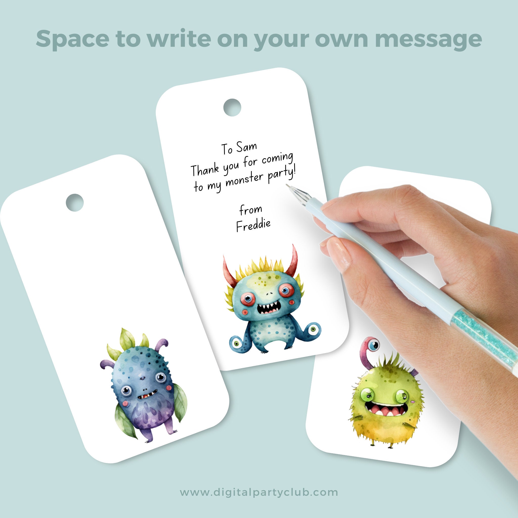 Monster Gift Tags, Printable Children's Gift Tags, 6 Party Gift Tags ...