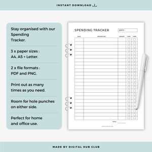 Spending Tracker Printable, Financial Planner, Budget Tracker, Money ...
