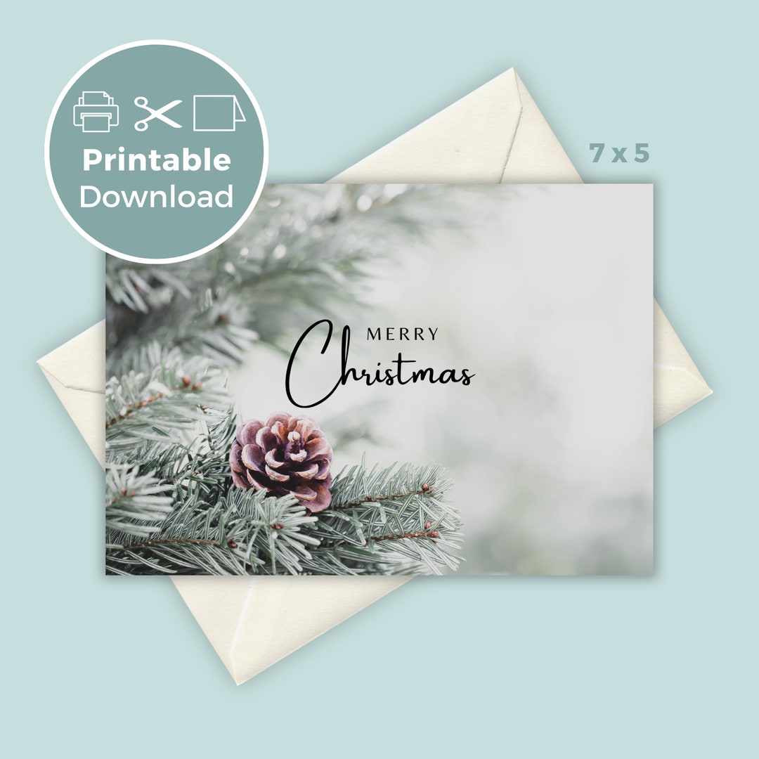 Christmas Card Digital Download Printable, Merry Christmas Card, Print ...