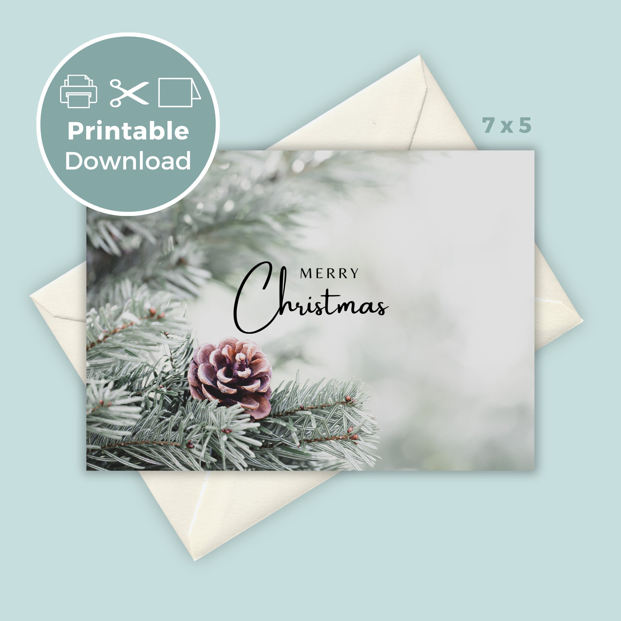 Christmas Card Digital Download Printable, Merry Christmas Card, Print ...