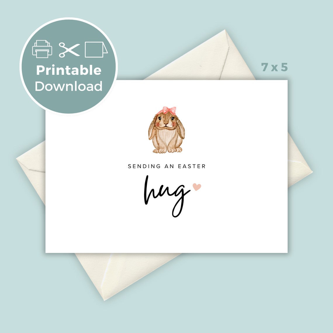 Easter Bunny Card Printable, Bunny Design, Easter Greetings, DIY Easter ...