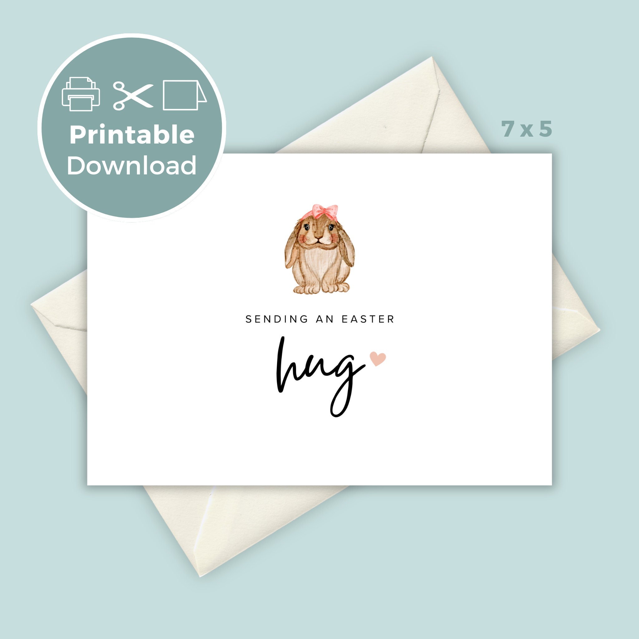 Easter Bunny Card Printable, Bunny Design, Easter Greetings, DIY Easter ...