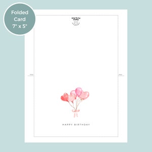 Happy Birthday Card Printable, Balloon Birthday Card Digital Download ...