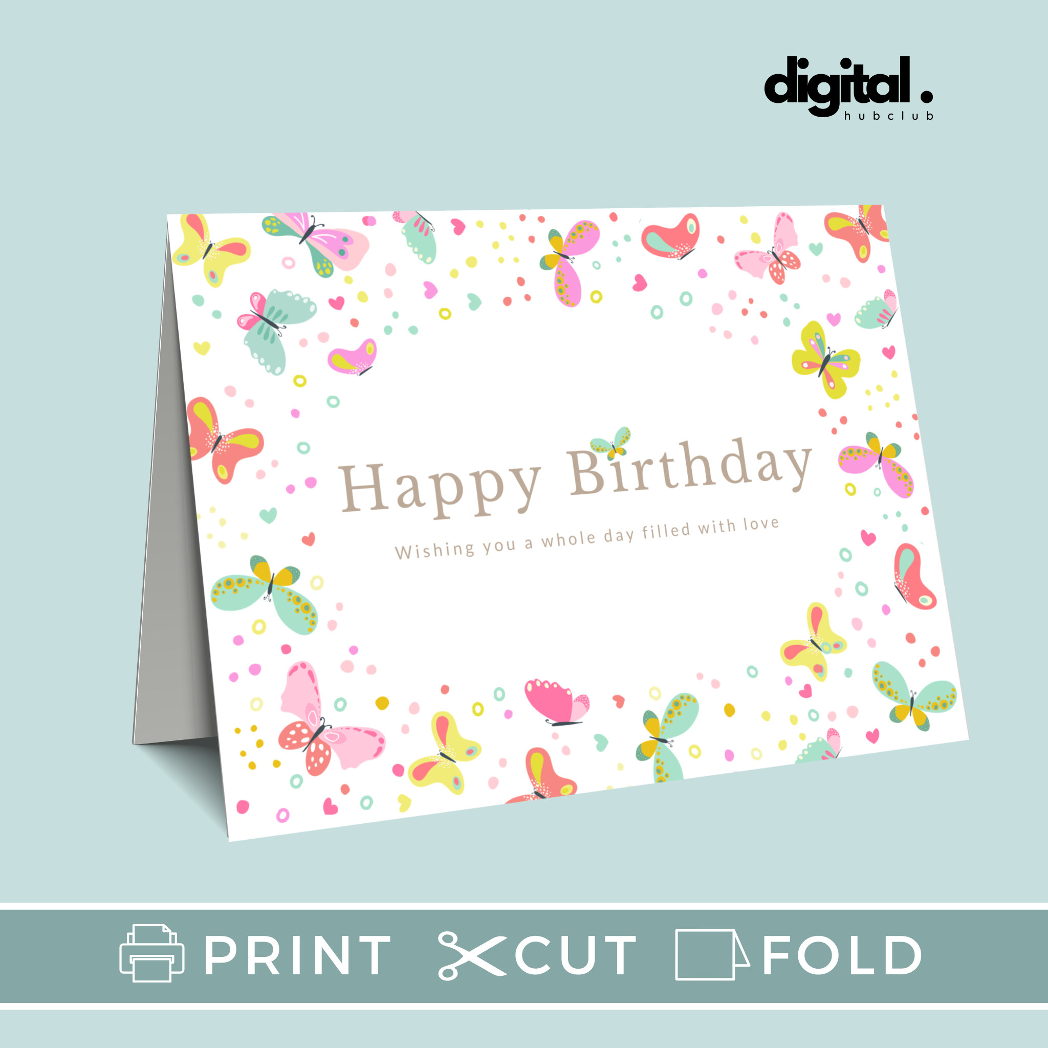 Printable Birthday Card With Pretty Butterflies Digital - Etsy