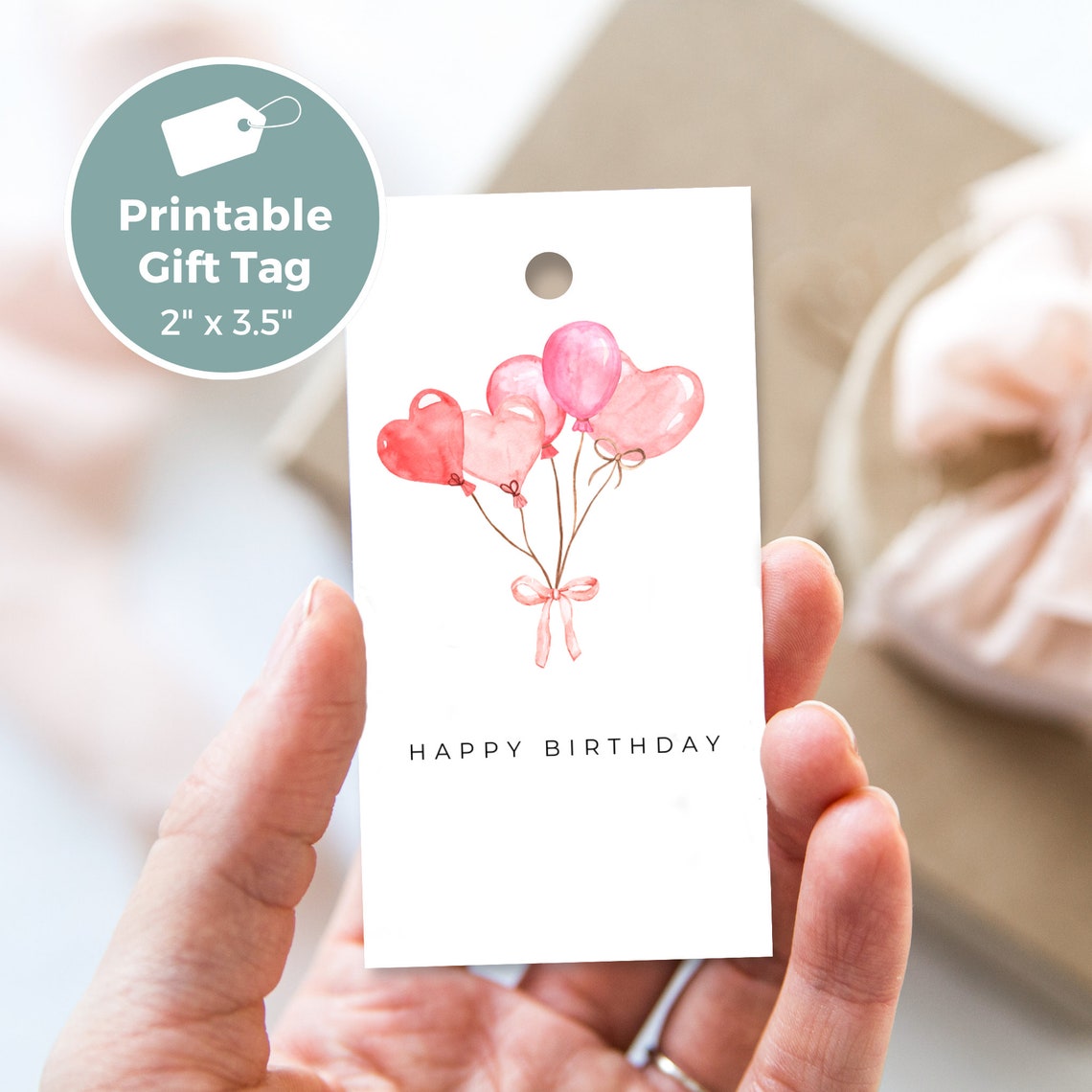 Printable Birthday Gift Tag Instant Download, Favour Tag Balloons ...