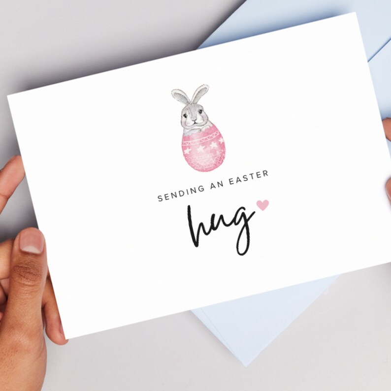 Easter Bunny Card Printable, DIY Easter Greeting Card, Holiday Card DIY ...