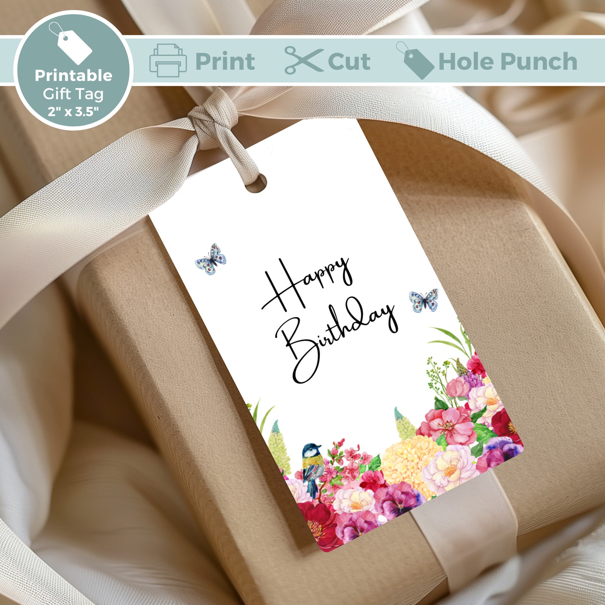 Selection of Birthday Gift Tags, Printable Happy Birthday Gift Tags, 6 ...