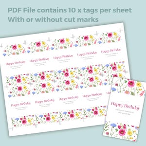 Printable Birthday Gift Tag, Pink Floral Gift Tag, Print at Home ...