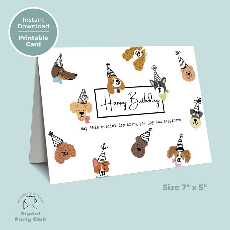 Birthday Card Bundle Printable Dog and Cat, Set of 4 Printable Pet ...