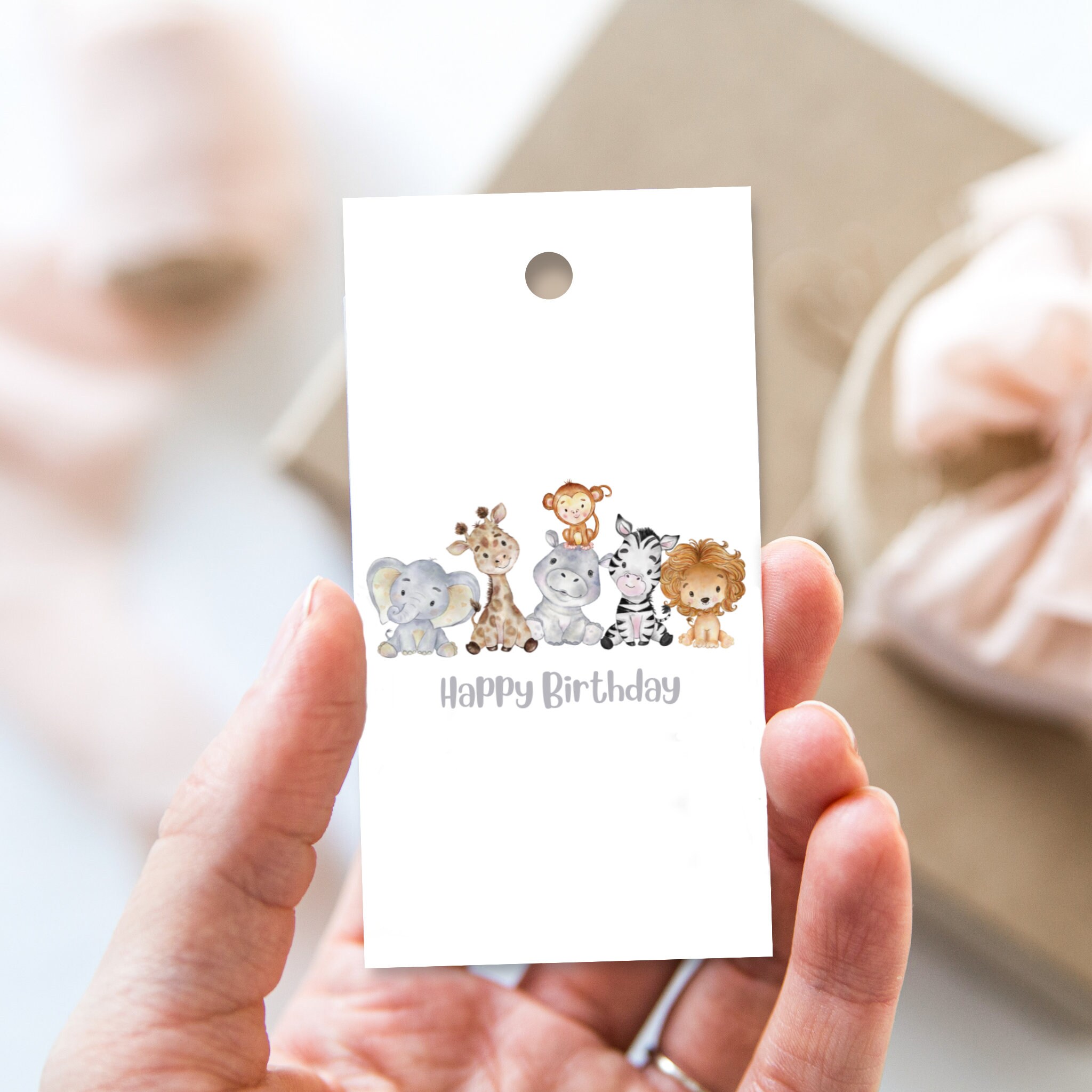 Printable Birthday Gift Tag With Jungle Animals, Cute Safari ...