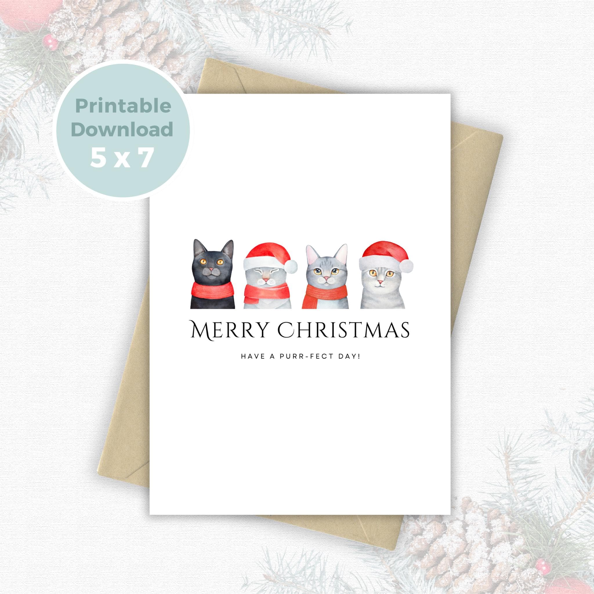 Christmas Card With Cats - Have the Purr-fect Christmas, Cute Cat ...