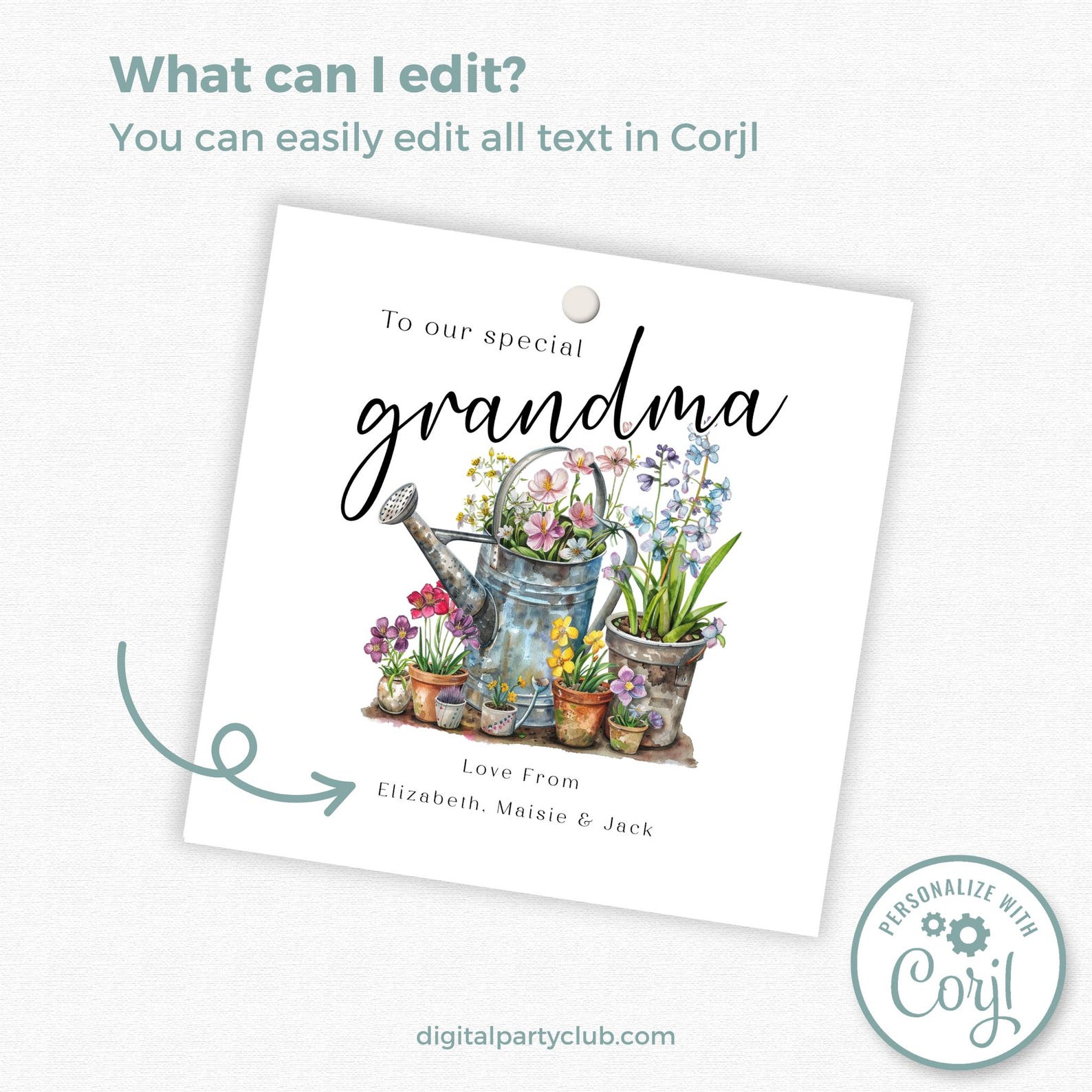 Editable Grandma Birthday Gift Tag, Printable Gift Tag From ...
