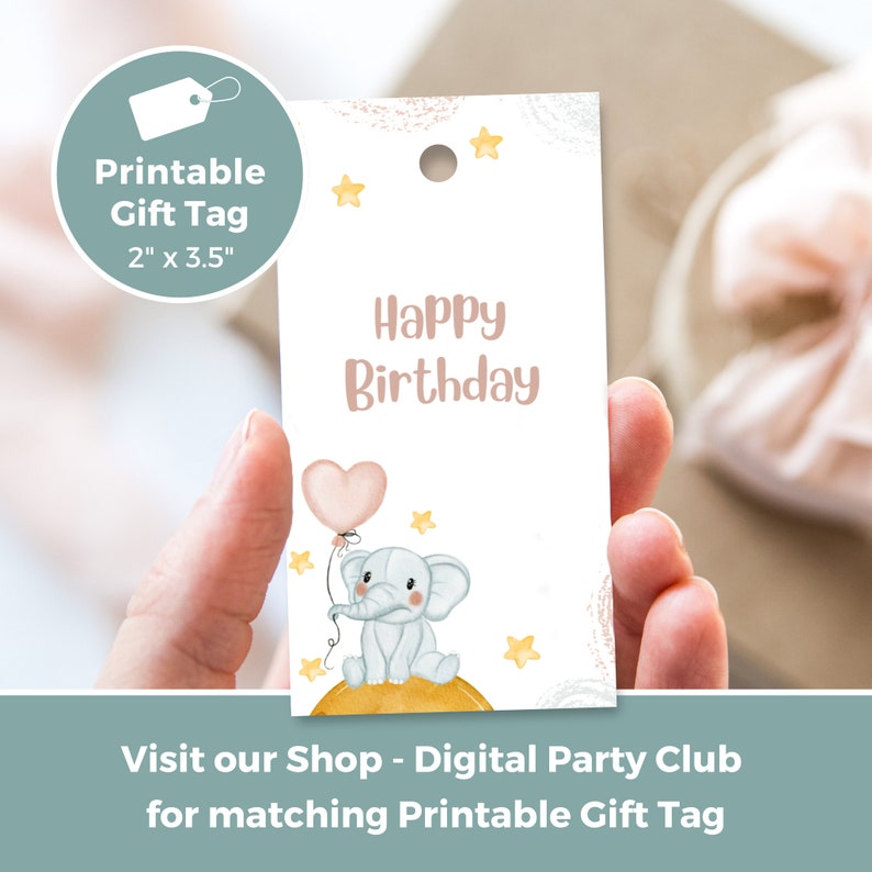 Printable Birthday Card, Happy Birthday Card Baby Elephant, Greetings ...