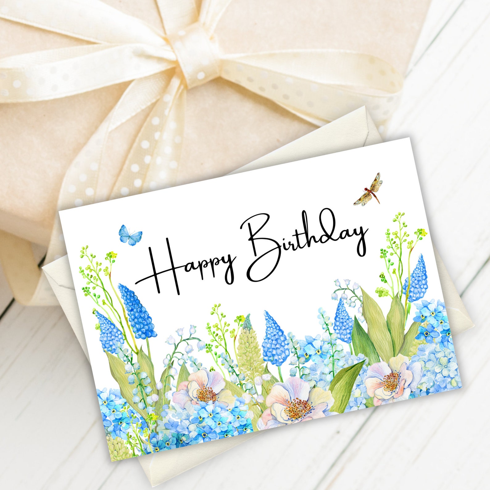 Printable Birthday Card With Spring Flowers, Happy Birthday Card ...