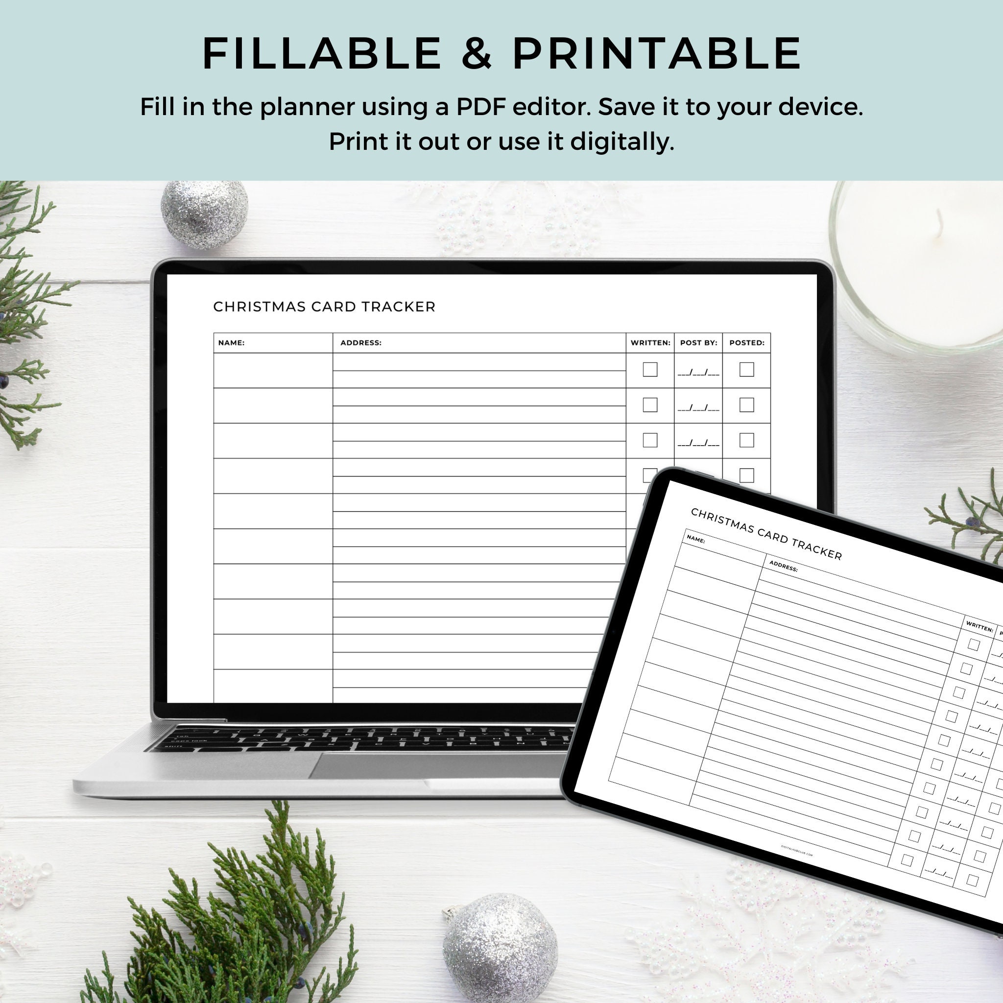 Christmas Card Tracker, Printable Christmas Card Planner, Christmas ...