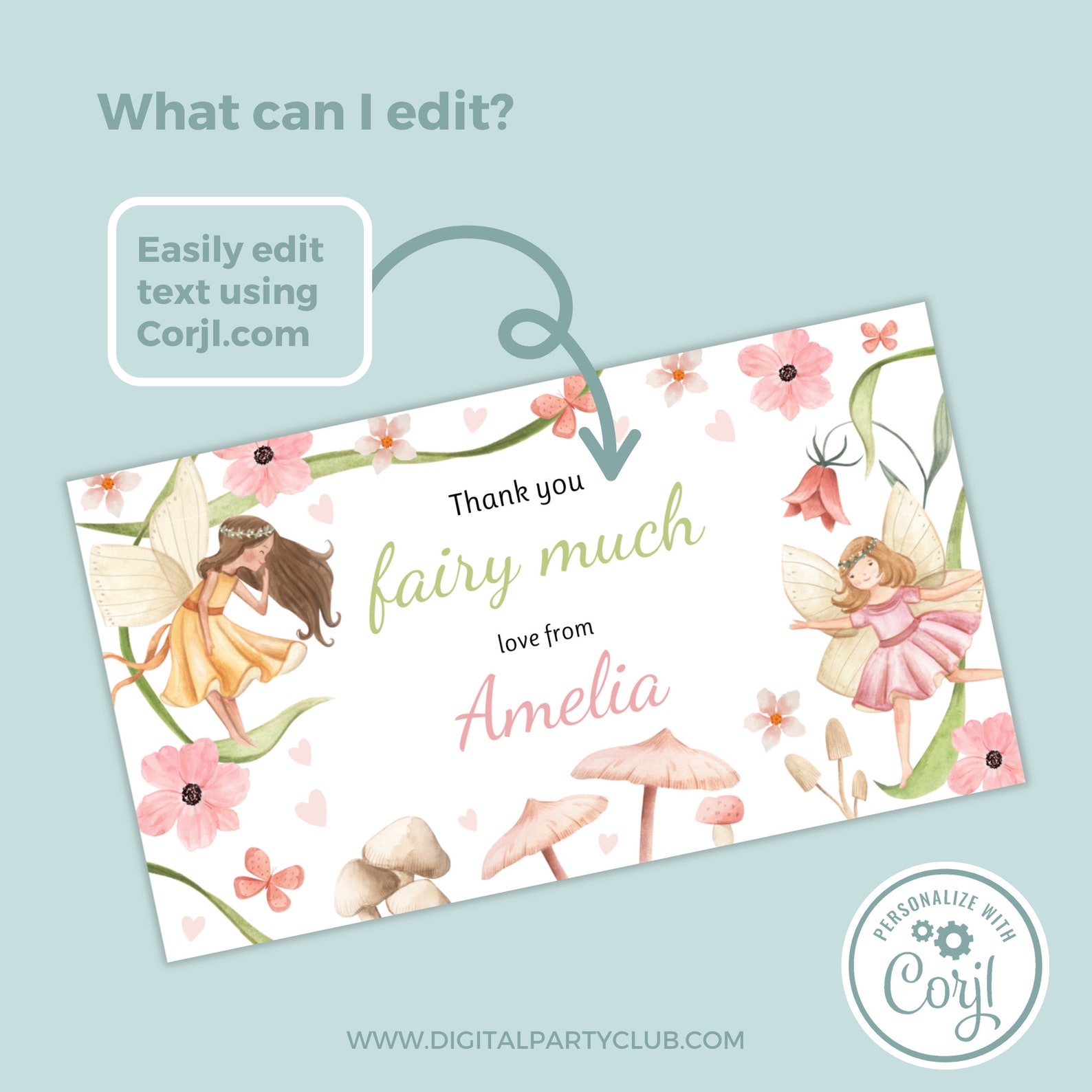 Fairy Gable Box Label Template, Fairy Pink Birthday Favor Box Label ...