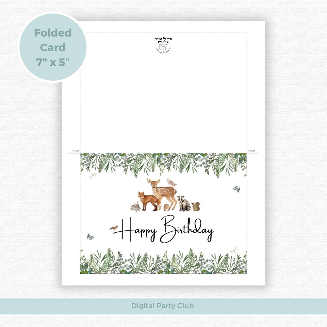 Printable Birthday Card With Woodland Animals, Woodland Scene Instant ...