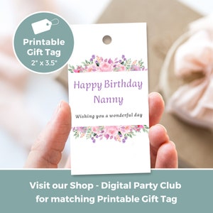 Printable Birthday Card Nanny, Floral Birthday Card Printable Greeting ...