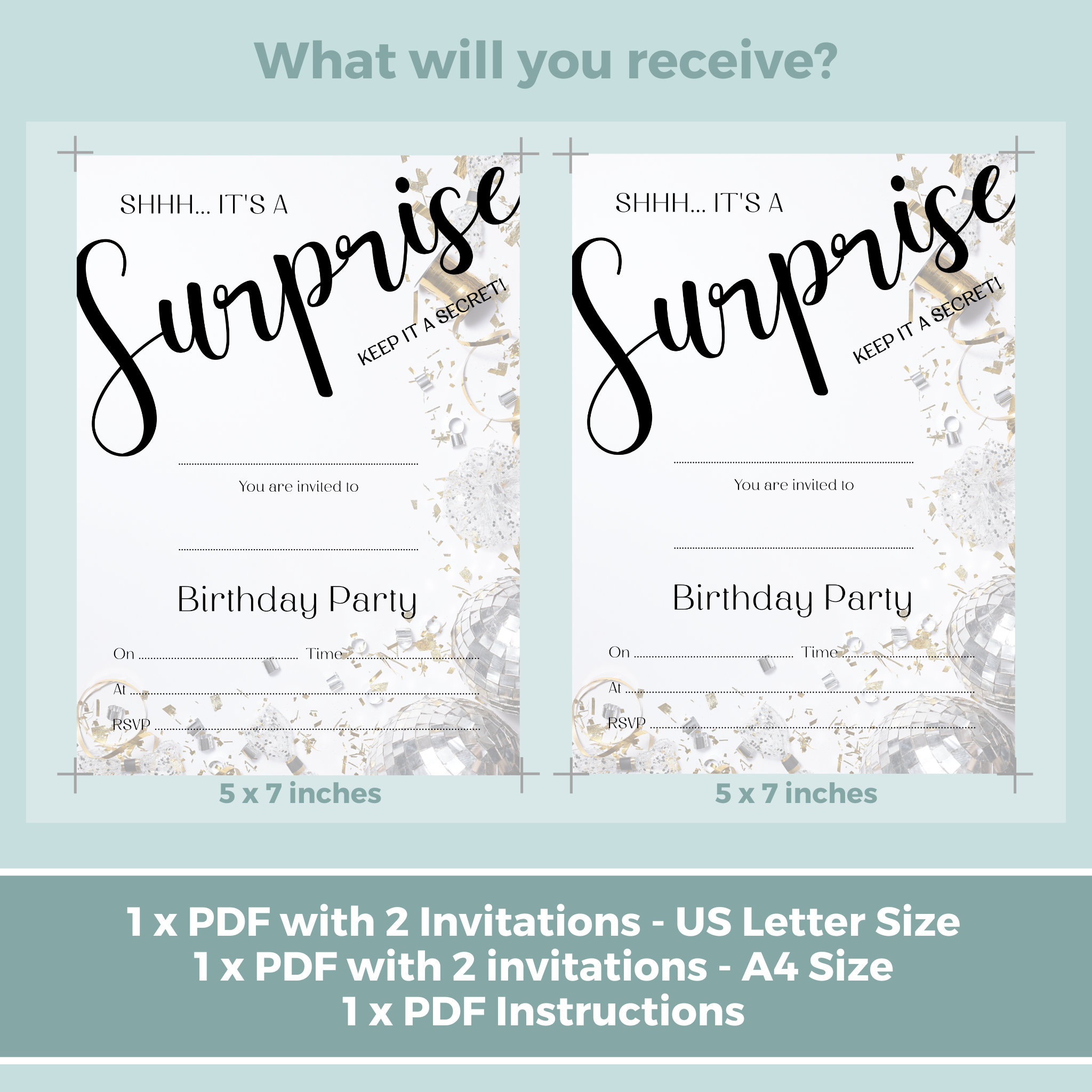 Printable Surprise Birthday Invitation, Fill in Birthday Party ...