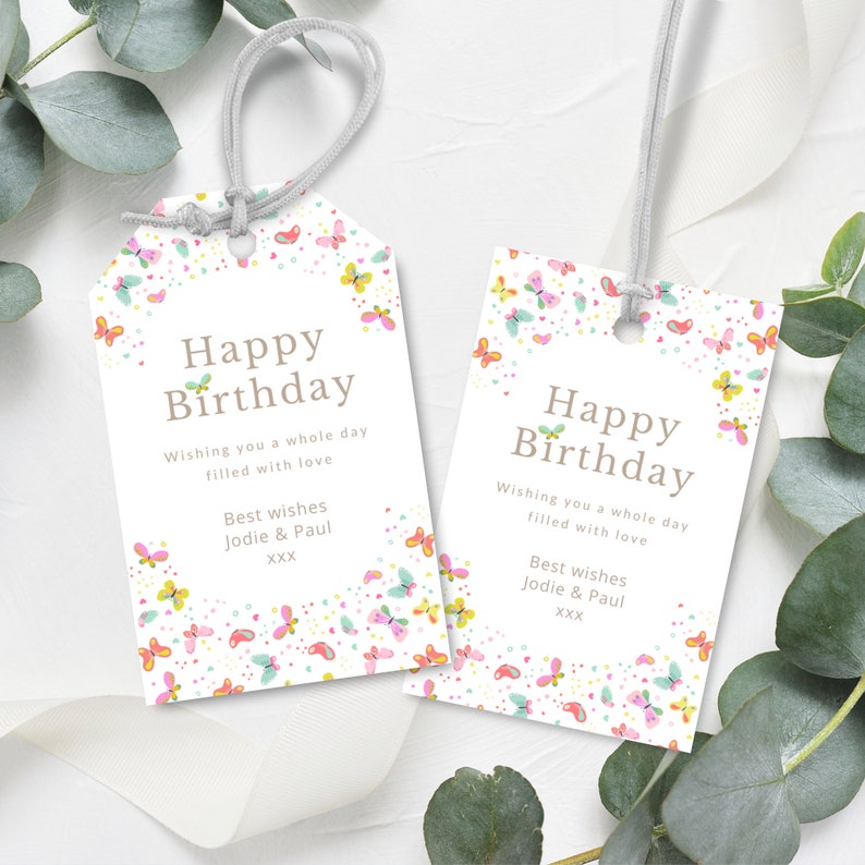 Birthday Gift Tags With Butterflies, Editable Butterfly Gift Tag ...