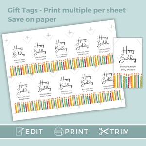Personalised Happy Birthday Gift Tag With Candles, Gift Tag Print at ...