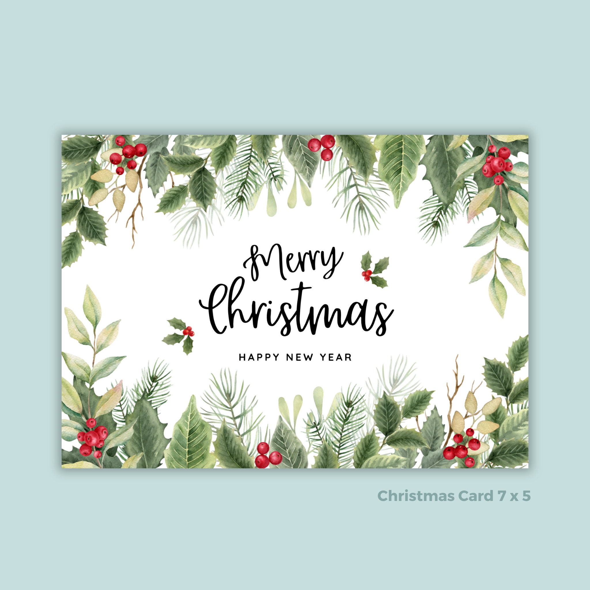 Printable Christmas Card, Holiday Greetings Card, Print at Home ...