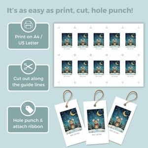 Printable 2x3.5 Christmas Gift Tags, Cute Mouse Holiday Tags, DIY ...
