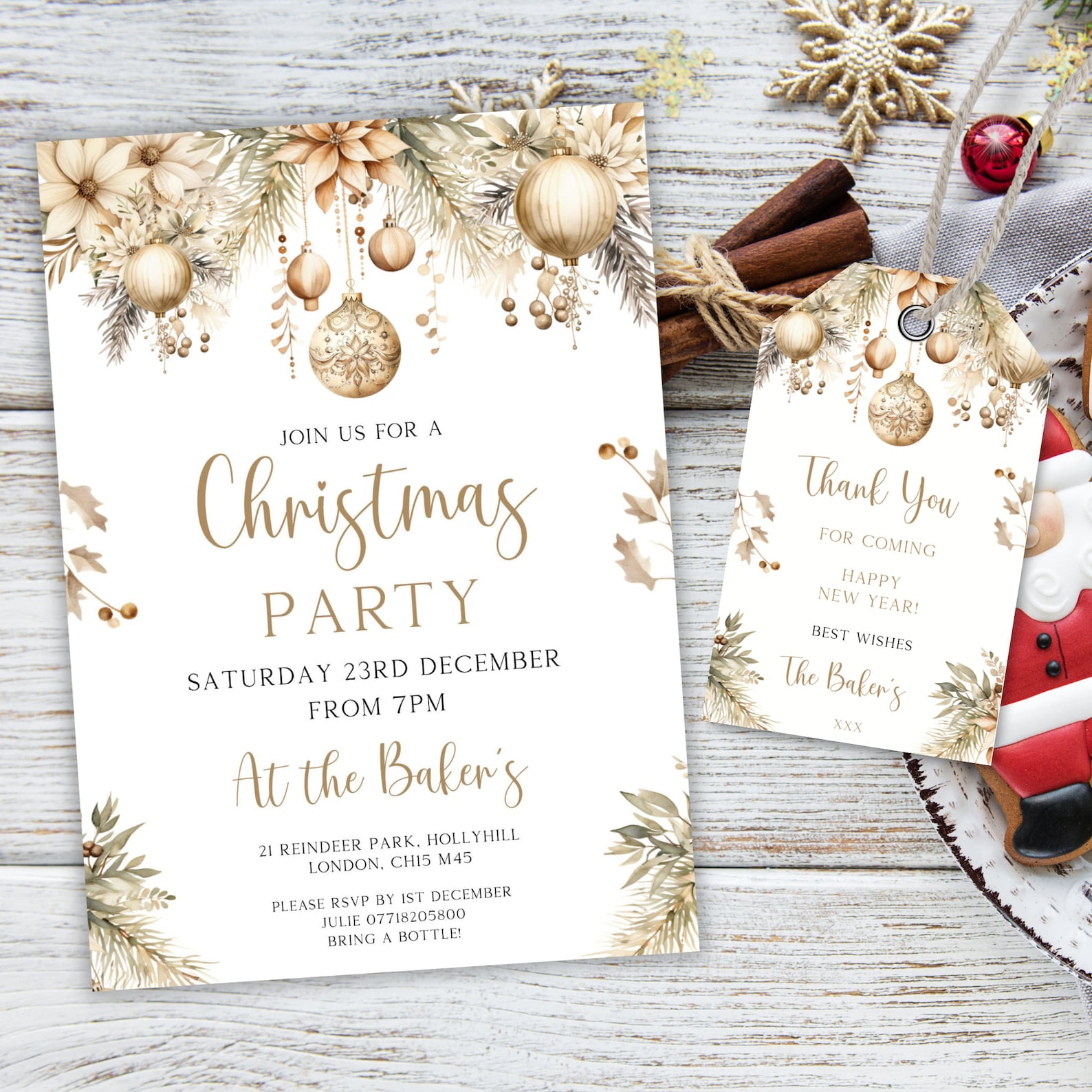 Christmas Party Invitation Editable Boho Christmas Party Invitation ...