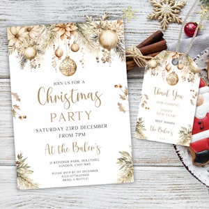 Christmas Party Invitation Editable Boho Christmas Party Invitation ...