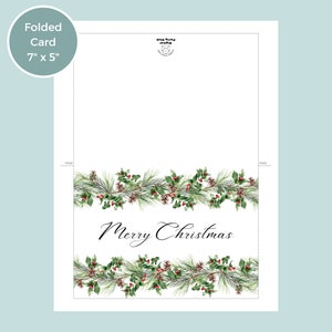 Printable Christmas Card With Festive Garlands - Holiday Garland Design ...
