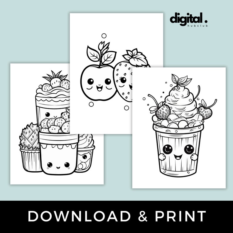 25 Colouring Pages for Kids Printable Cute Sweet Treats - Etsy